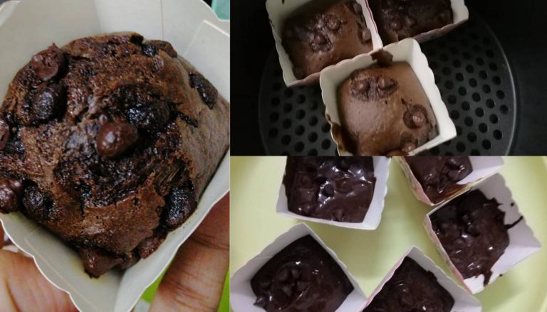 Kek Cawan Coklat Mayonis Sedap Dan Mudah Guna Air Fryer Sahaja!