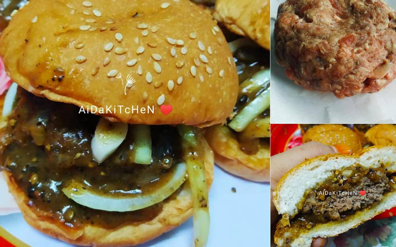 Buat Sendiri Beef Prosperity Burger Sedap Ni. Comfirm Puas Makan