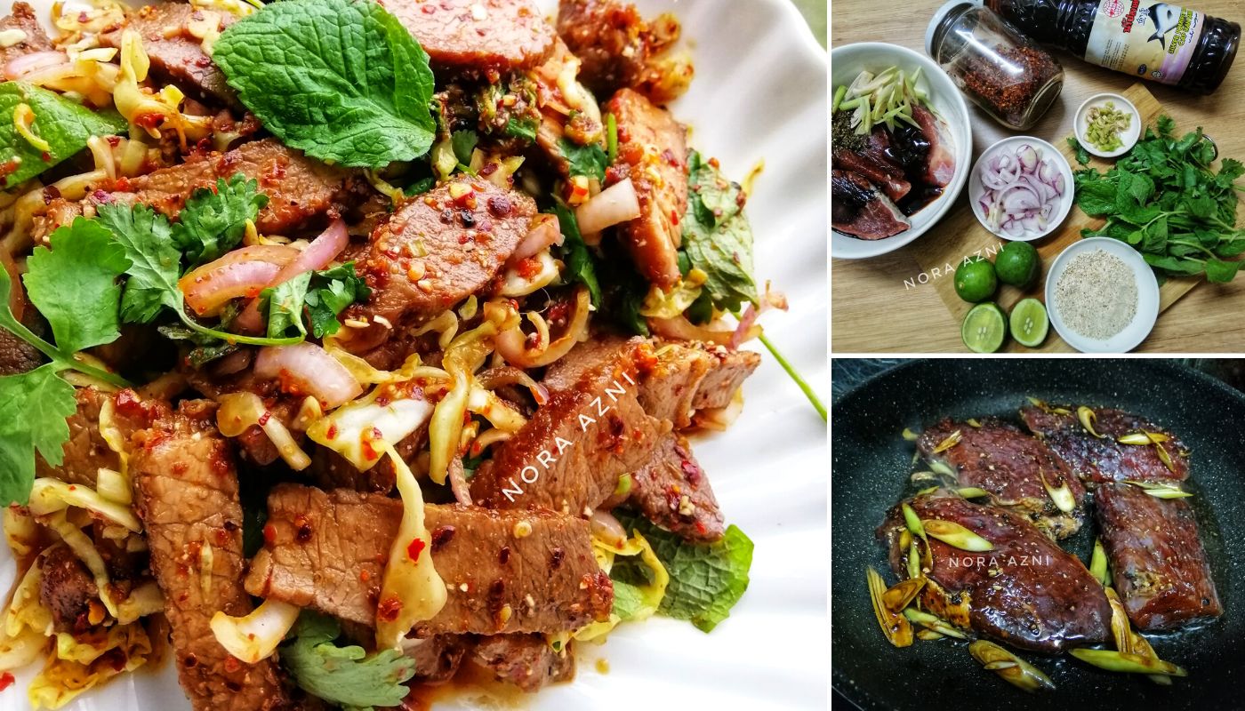 Resipi Kerabu Daging Pedas @ Nue Nam Tok, Mudah & Sangat Sedap Diratah