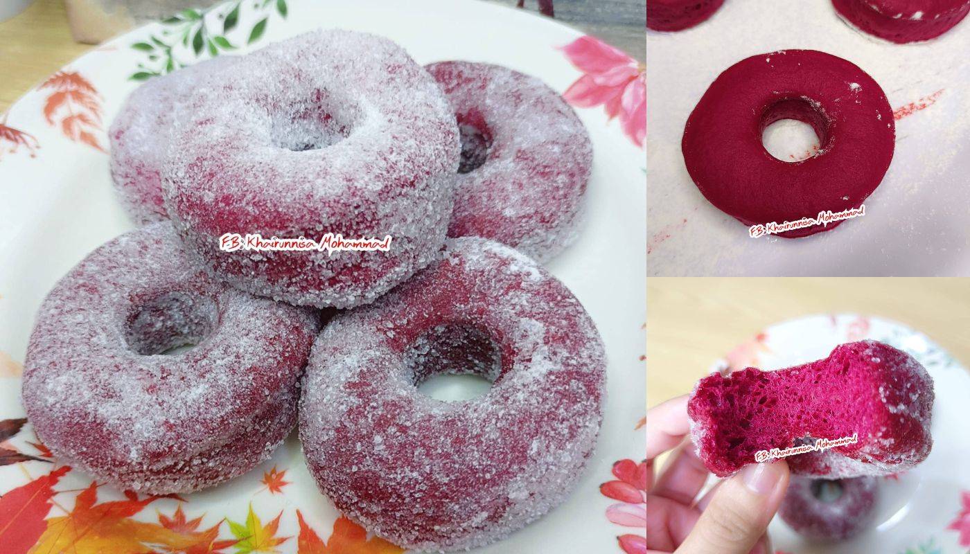 Resipi Donut Red Velvet Viral, Mudah Je Nak Buat