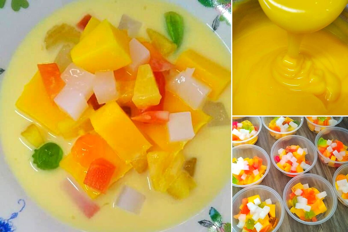 Resipi Puding Kastard Berkuah Koktail Yang Sangat Sedap & Mudah