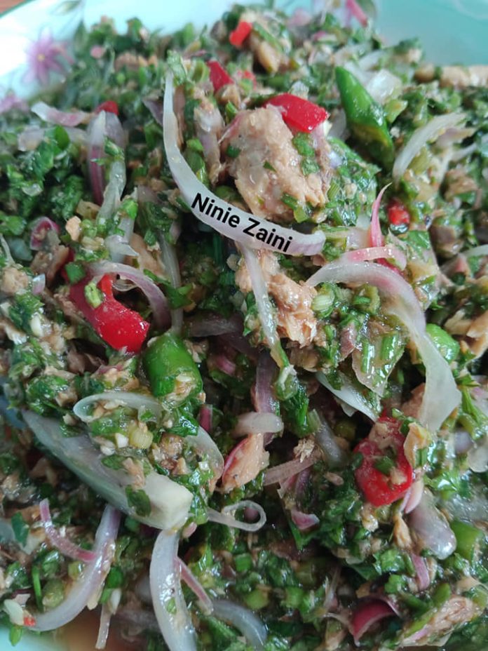 Resipi Kerabu Pucuk Selom Campur Sardin Ni Memang Sangat Sedap