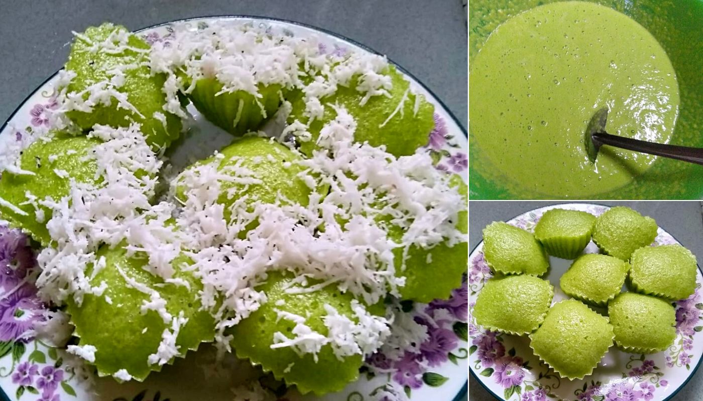 Resipi Apam Nasi Pandan Terlajak Gebu, Sesuai Untuk Minum Petang