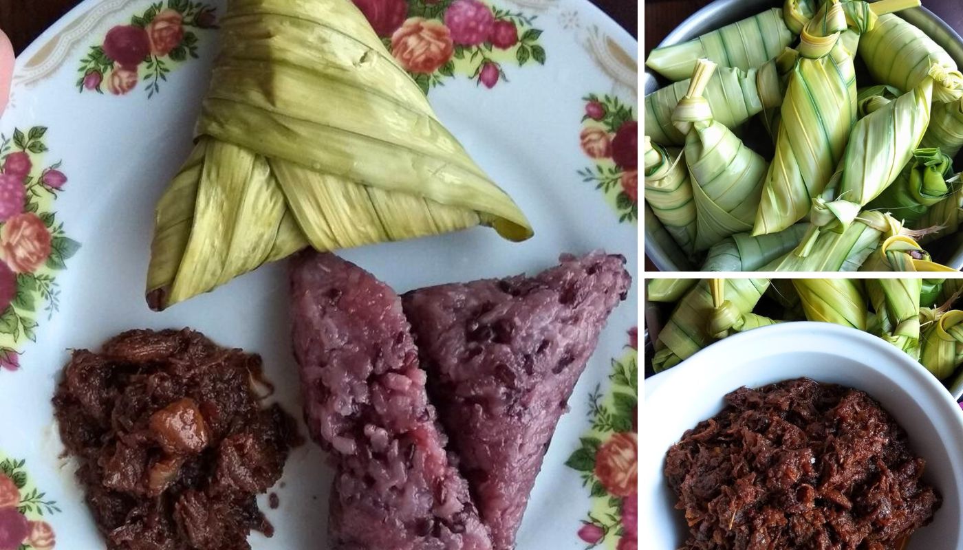 Ketupat Palas Pulut Hitam Dan Daging Dendeng Cili Padi, Nikmatnya!